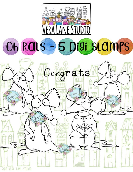 Oh Rats 5 Digi Stamp Set - Etsy