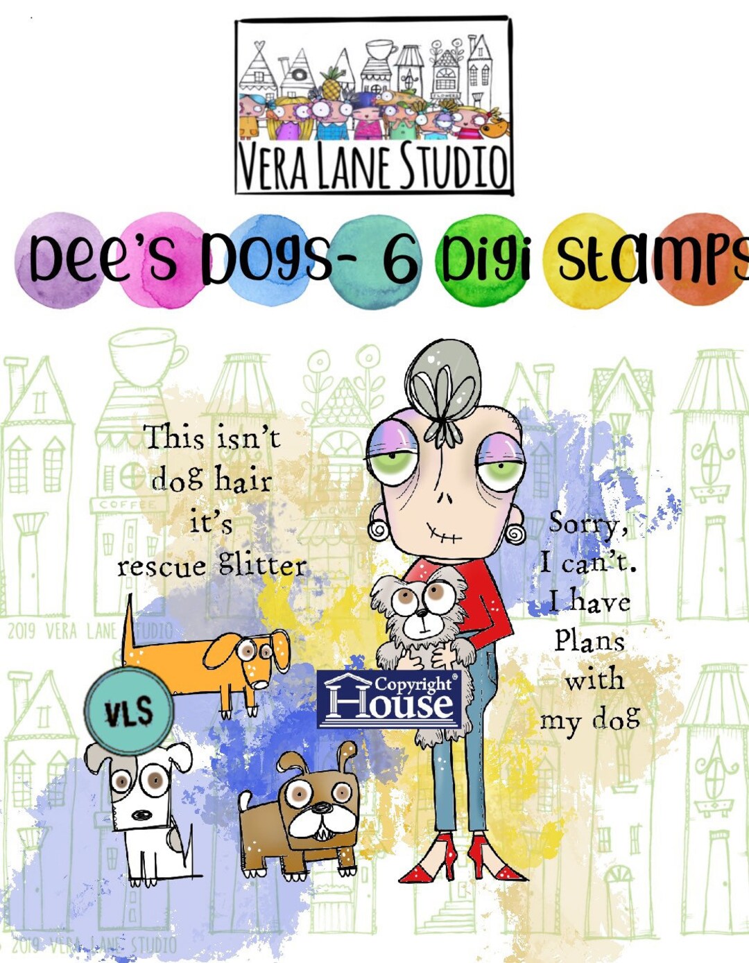 Dees Dogs 6 Digi Stamps in Jpg and Png Files - Etsy