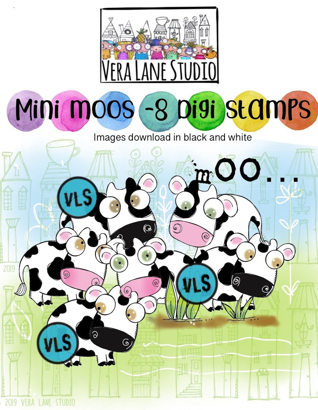 Mini Moos - 8 Digi Stamps in Jpg and Png Files - Etsy