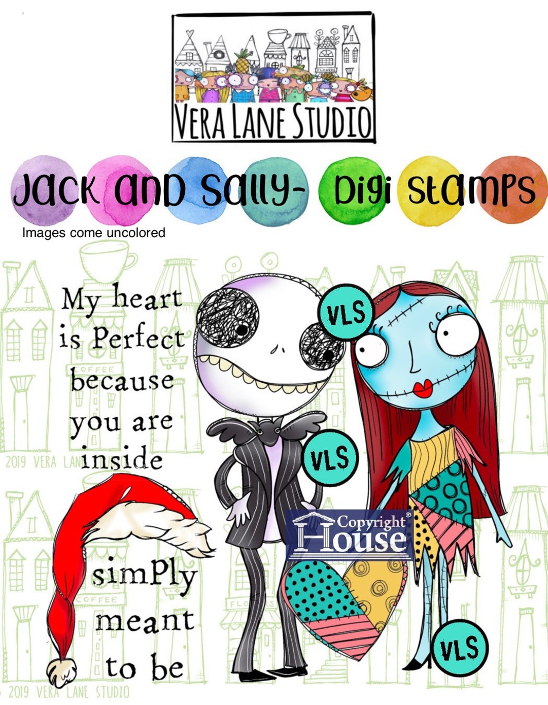 Jack and Sally - 6 Digi Stamp Bundle Available for Instant Download - Etsy