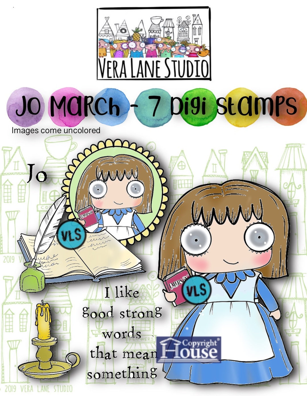 Jo March, Little Women - 7 Digi Stamp Bundle in Jpg and Png Files - Etsy