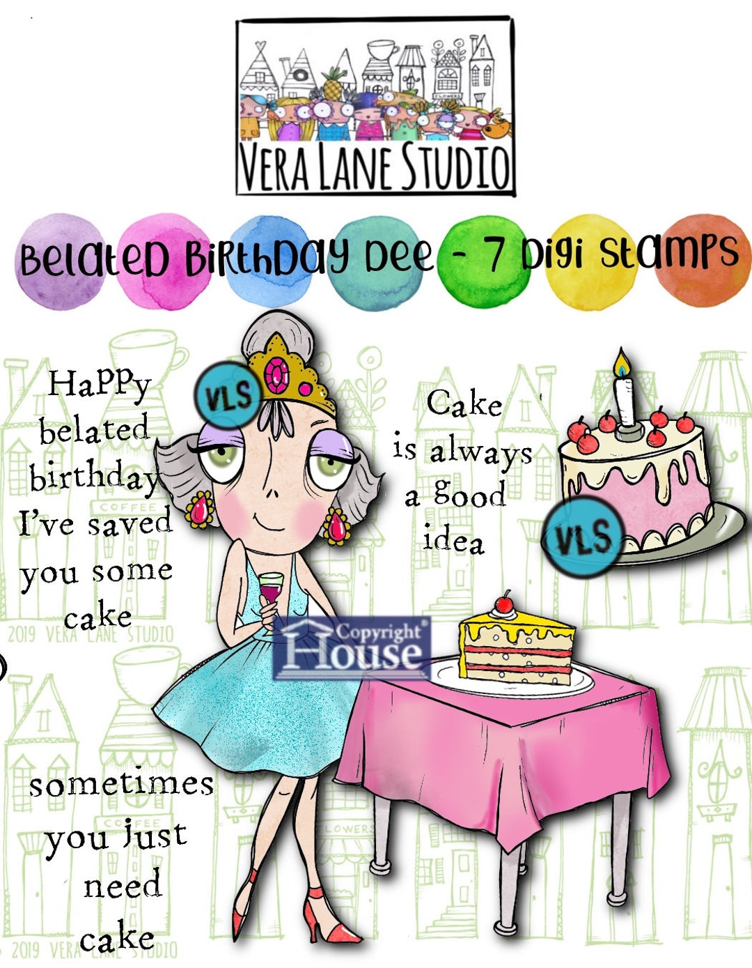 Belated Birthday Dee - 7 Digi Stamp Bundle in Jpg and Png Files - Etsy