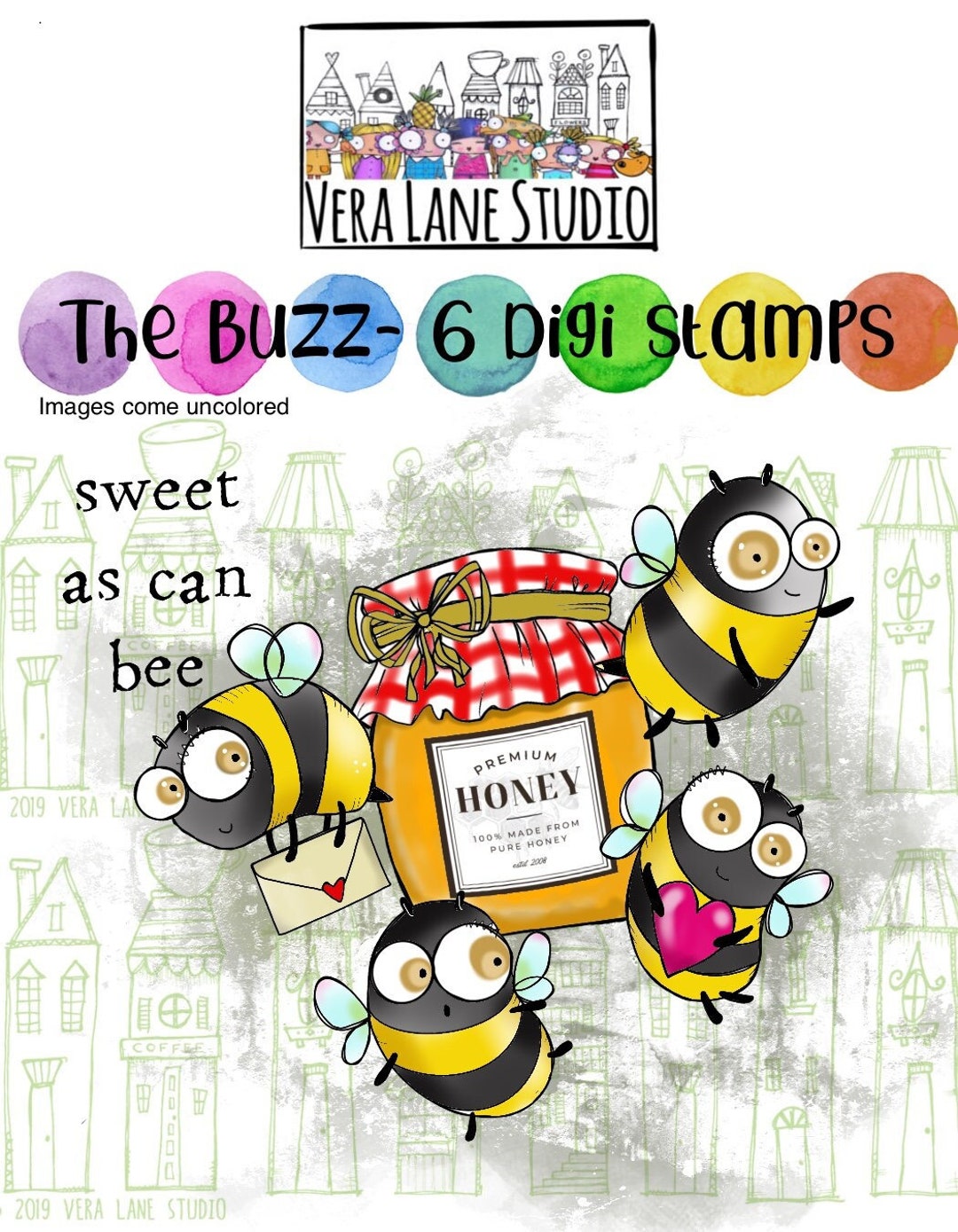 The Buzz- 6 Digi Stamp Bundle in Jpg and Png Files Be - Etsy