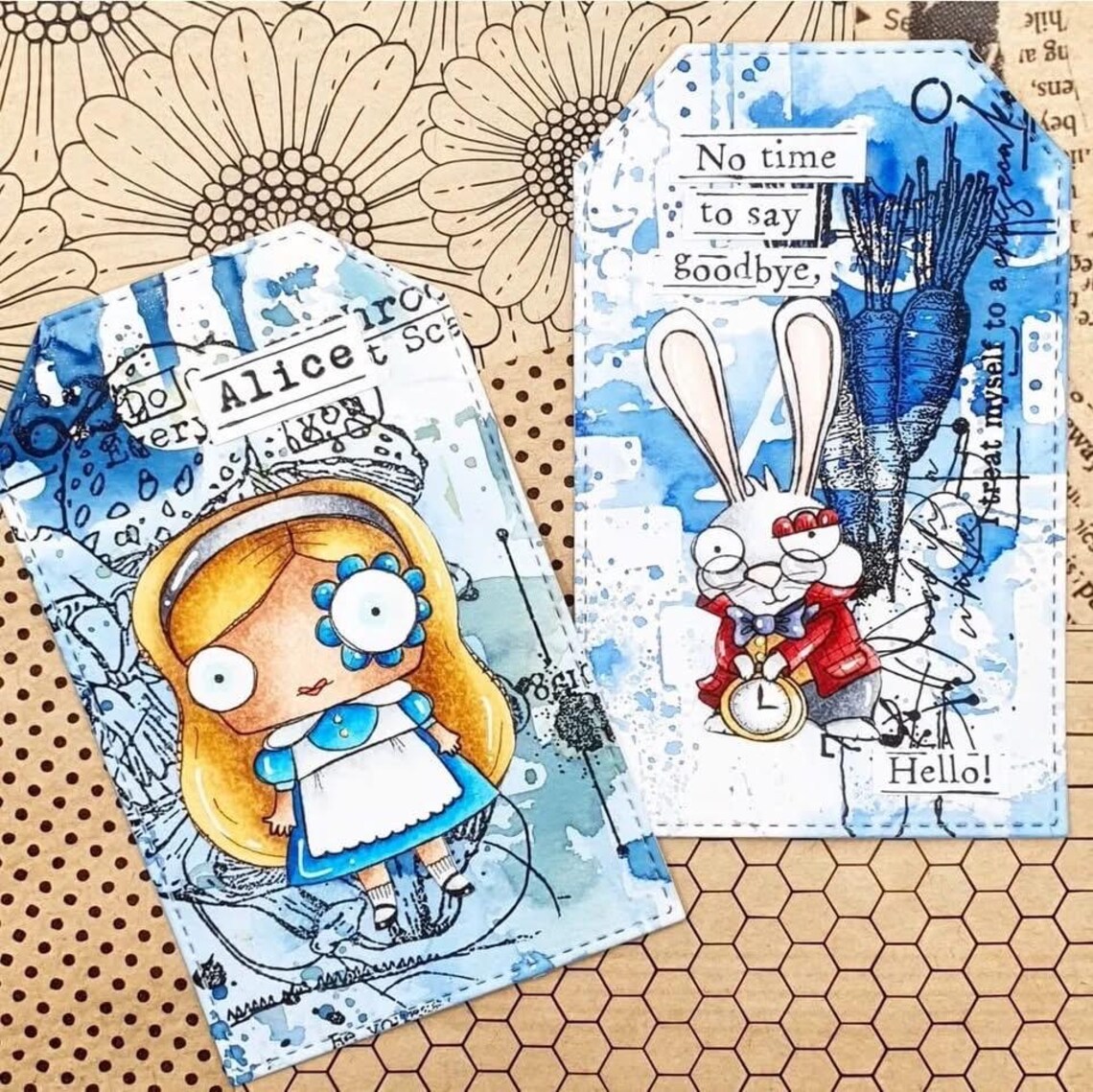 Alice White Rabbit Digi Stamps, Wonderland Girl Stamp Set, Whimsical ...