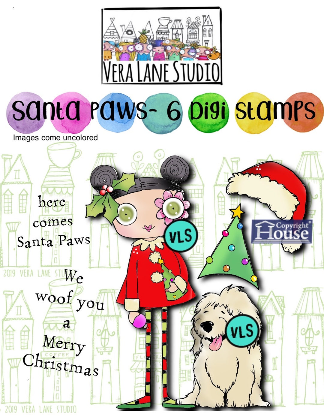 Santa Paws 6 Digi Stamp Bundle in Jpg and Png Files Be - Etsy