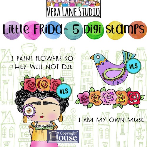 Little Frida 5 Digi Stamps - Etsy