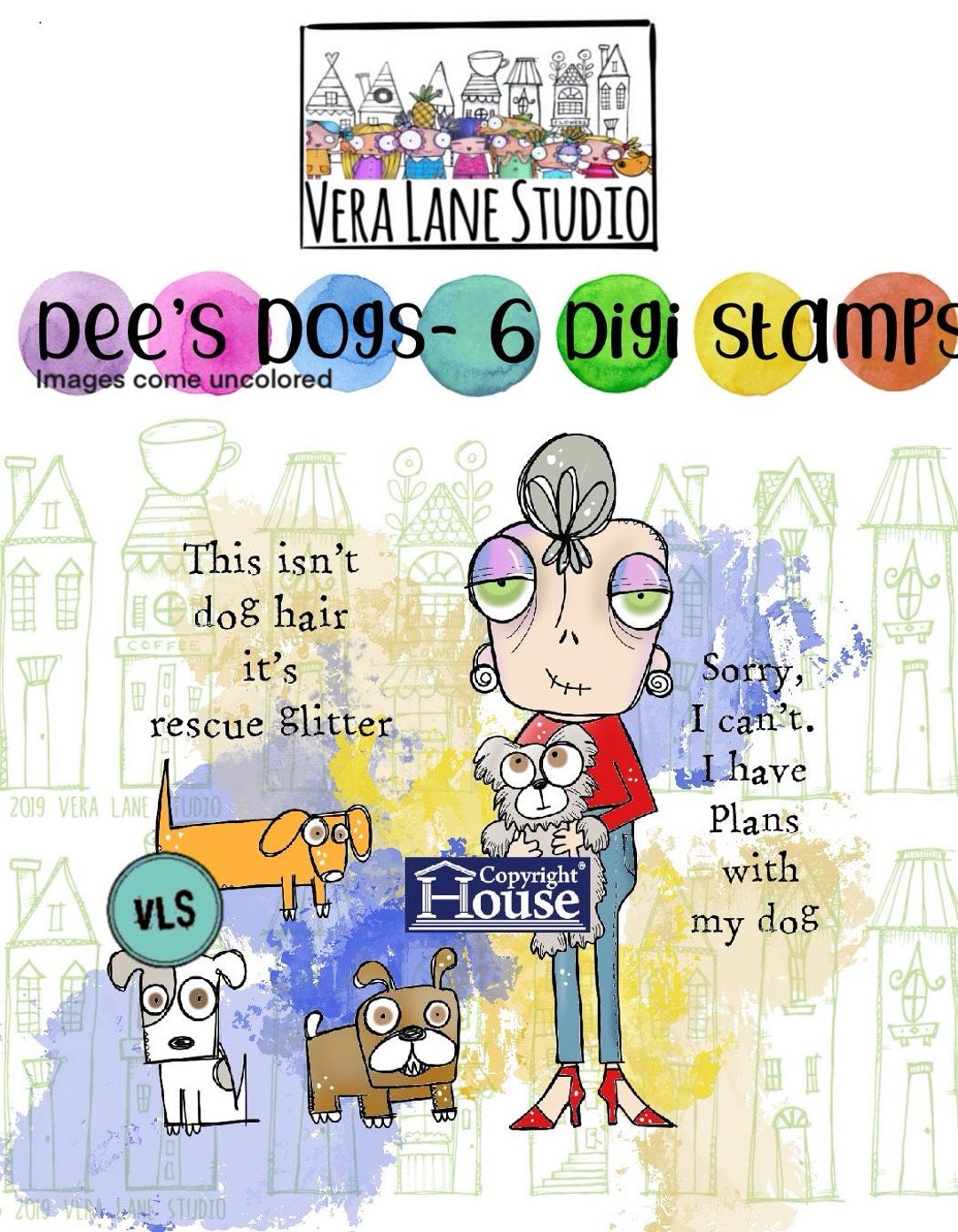 Dee’s Dogs - 6 Digi Stamps in Jpg and Png Files - Etsy