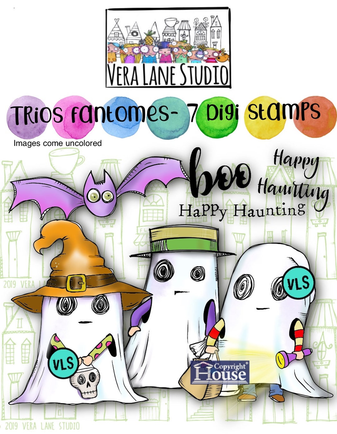 Trios Fantomes - 7 Digi Stamps - Etsy