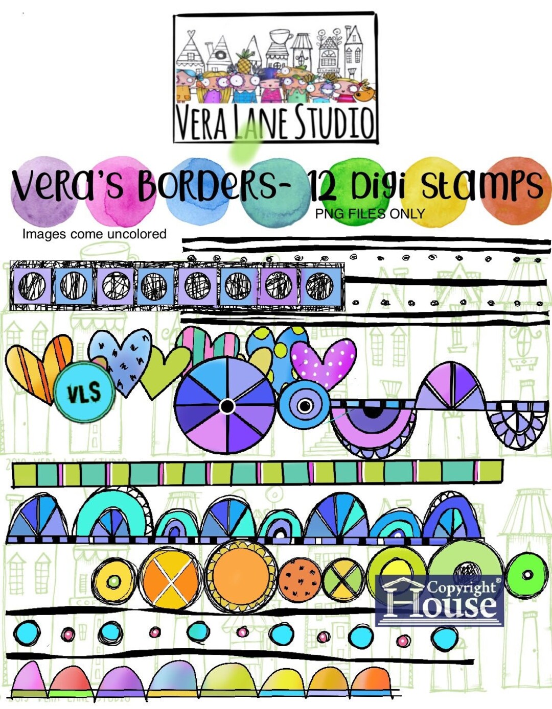 Vera's Borders 12 Doodle Border Digi Stamps Available for Instant ...