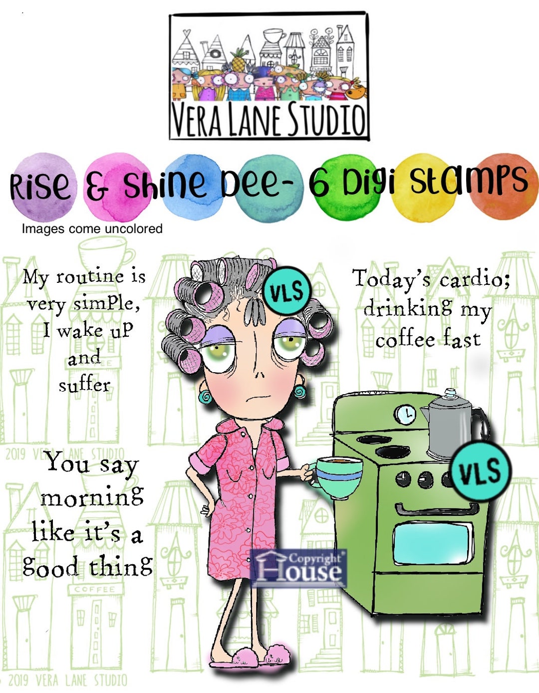 Rise and Shine Dee - 6 Digi Stamp Bundle in Jpg and Png Files Be - Etsy