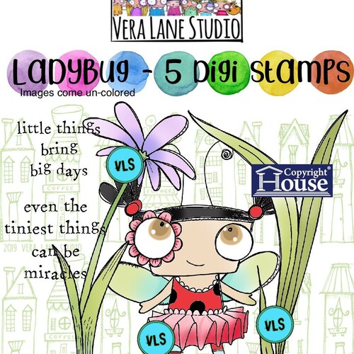 Ladybug 5 Digi Stamp Bundle - Etsy