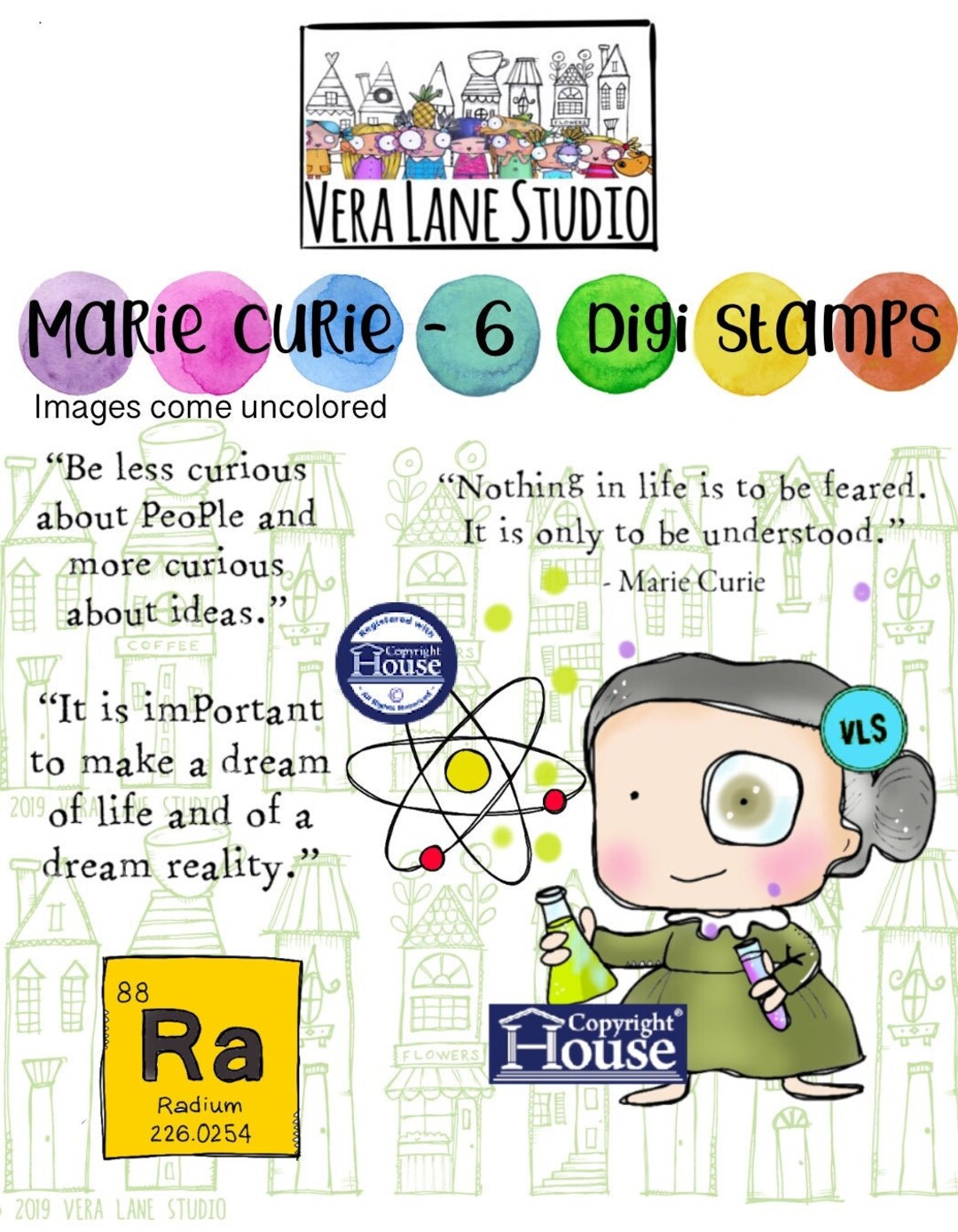Marie Curie - 6 Digi Stamp Bundle - Etsy