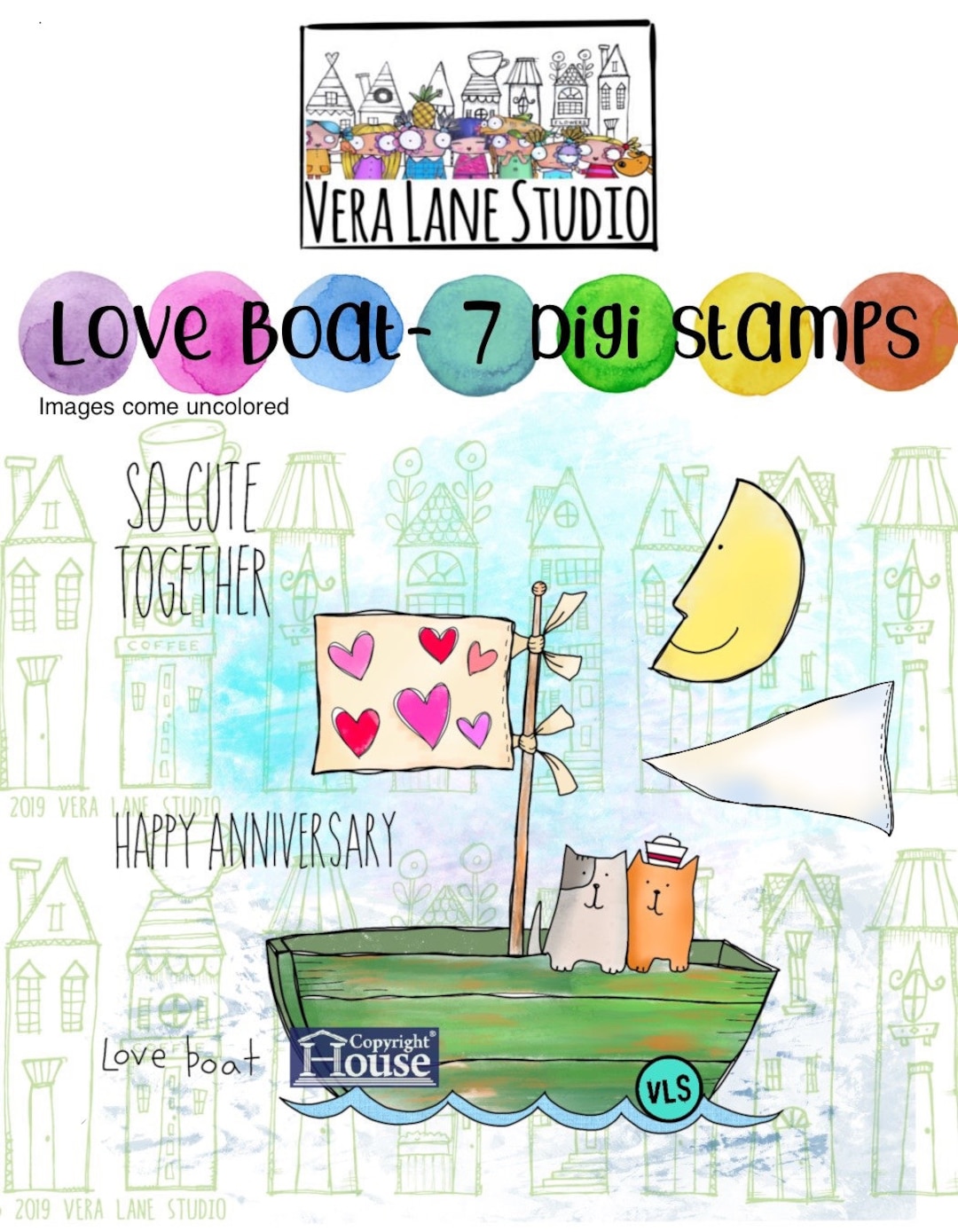 Love Boat 7 Digi Stamps in Jpg and Png Files - Etsy