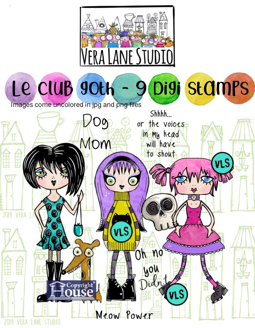 Le Club Goth 9 Image Digi Stamp Set Available for Instant Download - Etsy