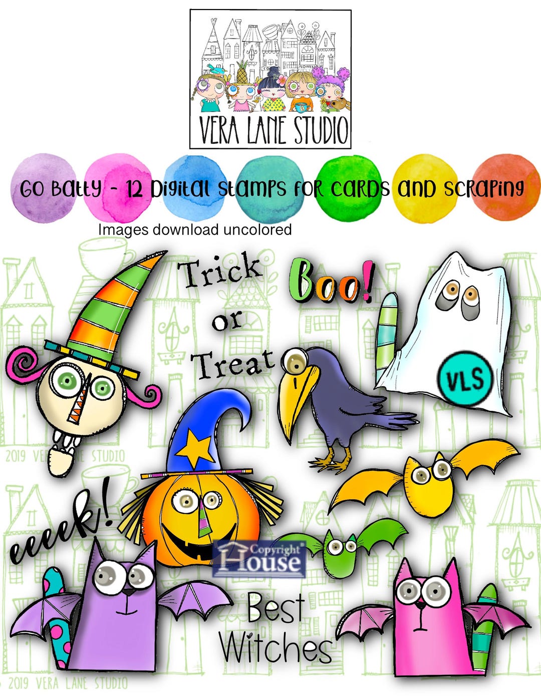 Go Batty - 12 Digi Stamp Bundle in Jpg and Png Files - Etsy