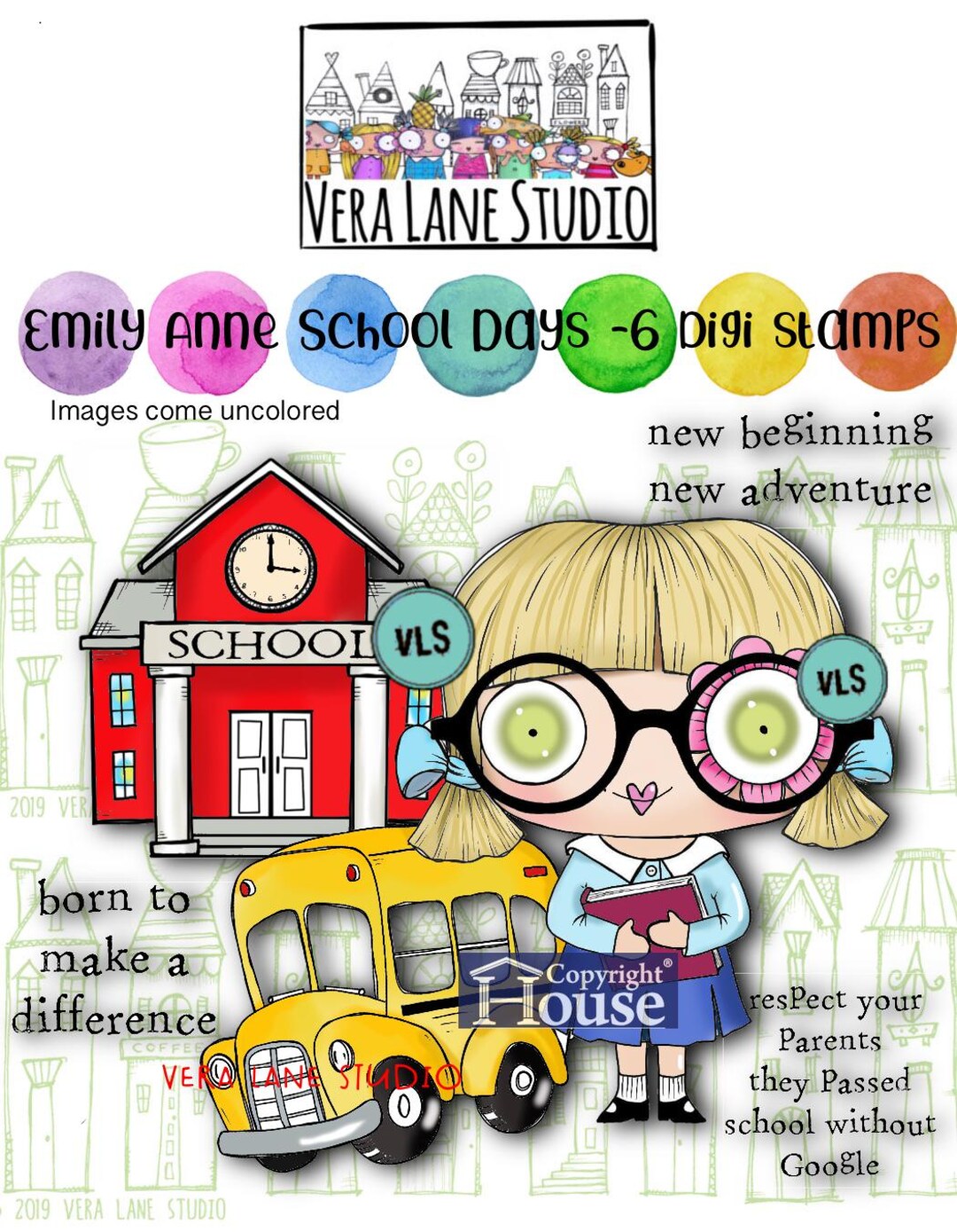 Emily Anne’s School Days - 6 Digi Stamp Bundle in Jpg and Png Files - Etsy
