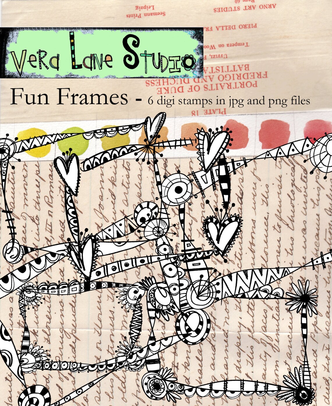 Fun Frames 6 Doodle Frame Digi Stamps in Jpg and Png Files | Etsy