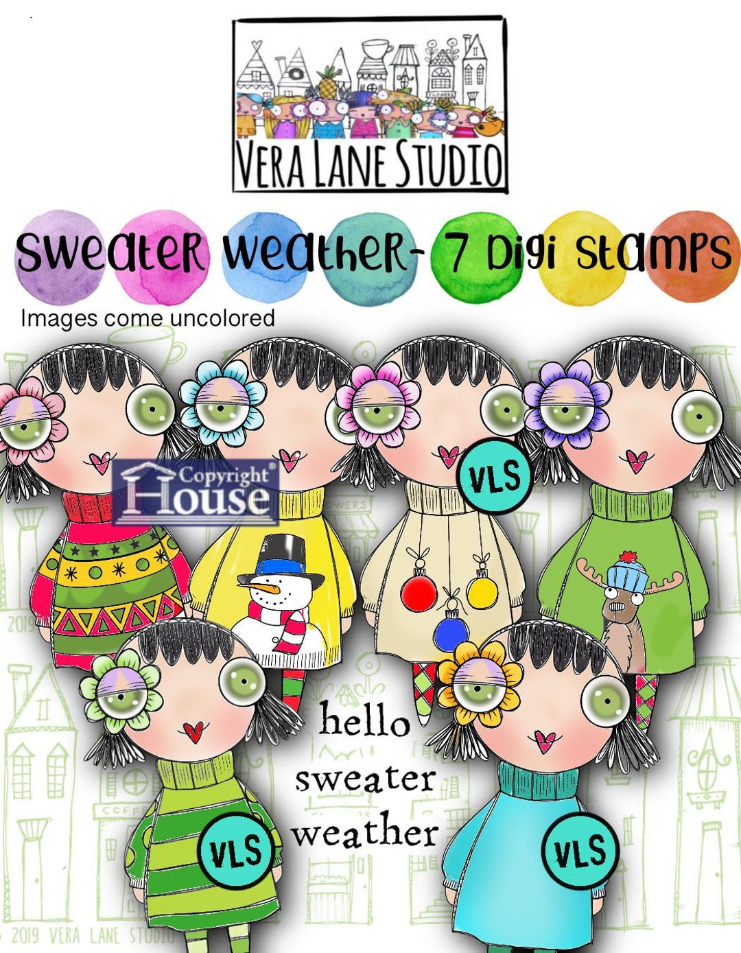 Sweater Weather - 7 Digi Stamps in Jpg and PNG Files - Etsy