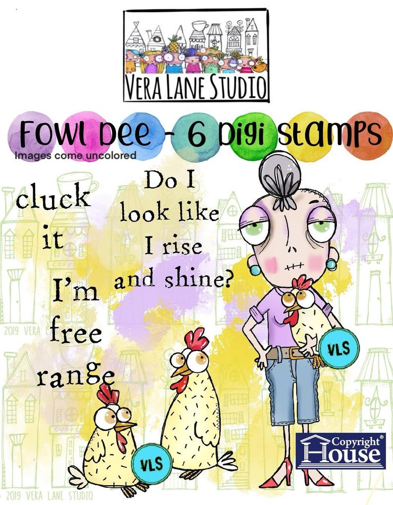 Fowl Dee - 6 Digi Stamp Bundle - Etsy