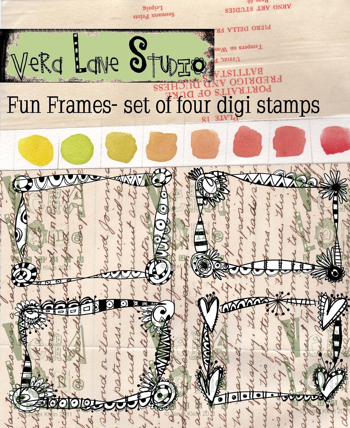 Fun Frames 6 Doodle Frame Digi Stamps in Jpg and Png Files | Etsy
