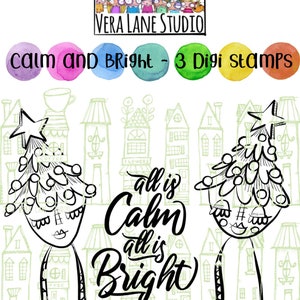 Calm and Bright 3 Digi Stamps in Png and Jpg Files | Etsy