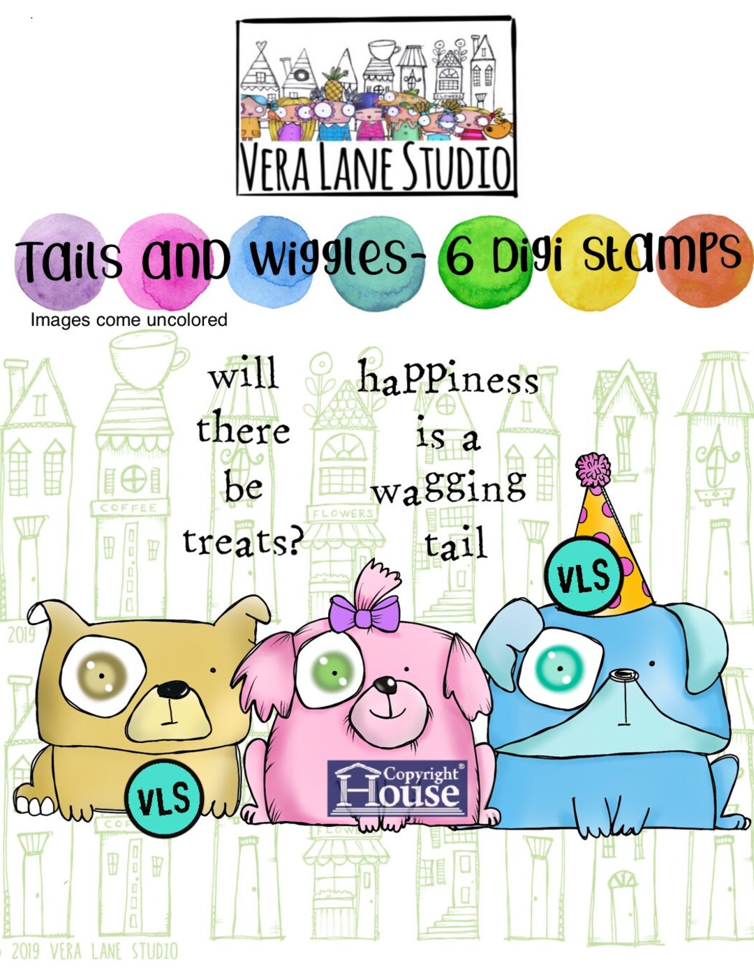 Tails and Wiggles- 6 Digi Stamp Bundle in Jpg and Png Files Be - Etsy