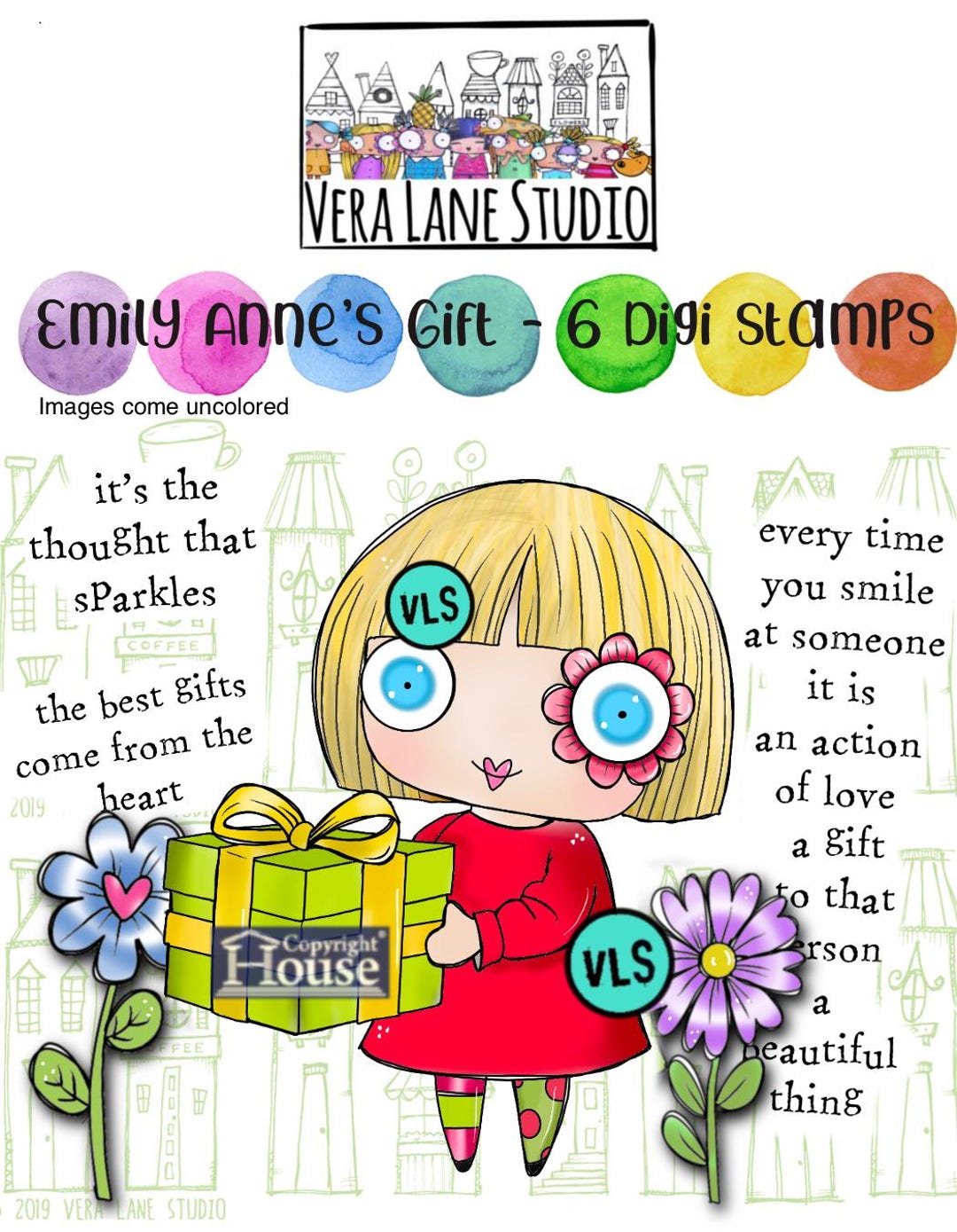 Emily Anne Gift Digital Stamp Bundle , Cute Girl Art , Printable ...