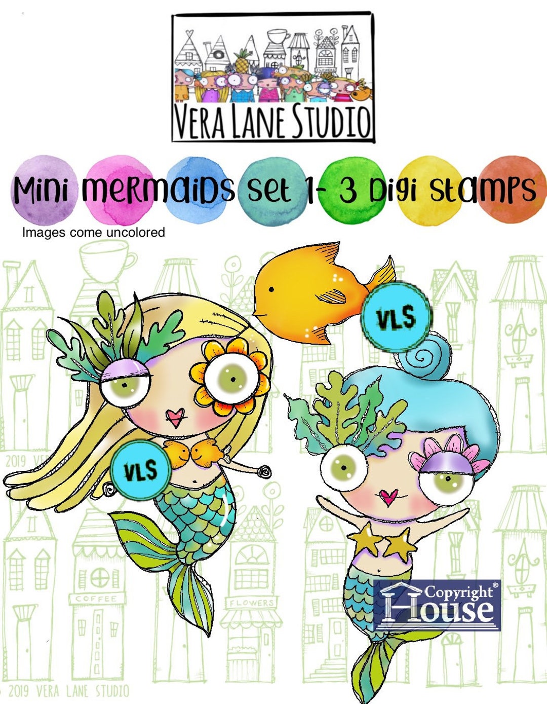 Mini Mermaids Set 1 3 Digi Stamps - Etsy