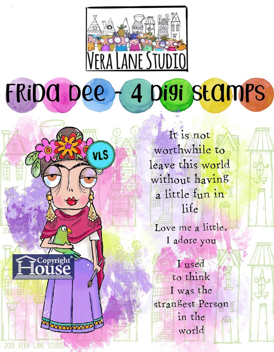 Frida Dee - 4 Digi Stamp Bundle in Jpg and Png Files - Etsy