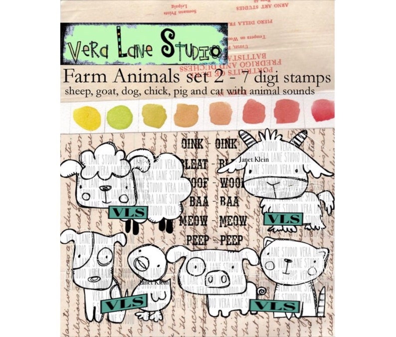 Farm Animals Set 2 7 Digi Stamps | Etsy UK