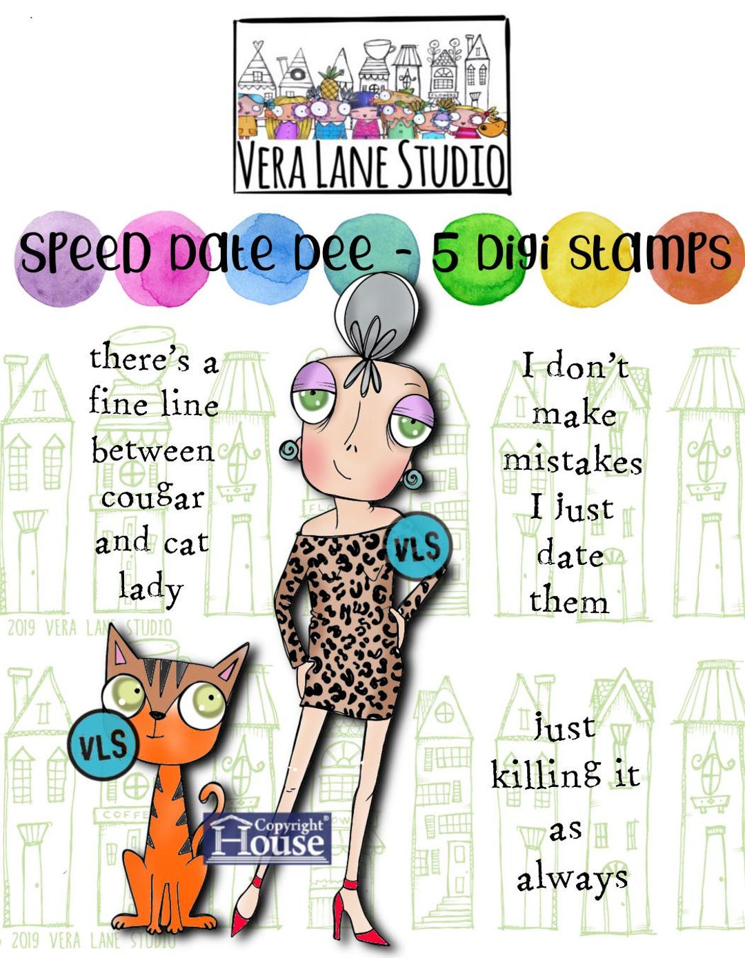 Speed Date Dee - 5 Digi Stamp Bundle in Jpg and Png Files - Etsy