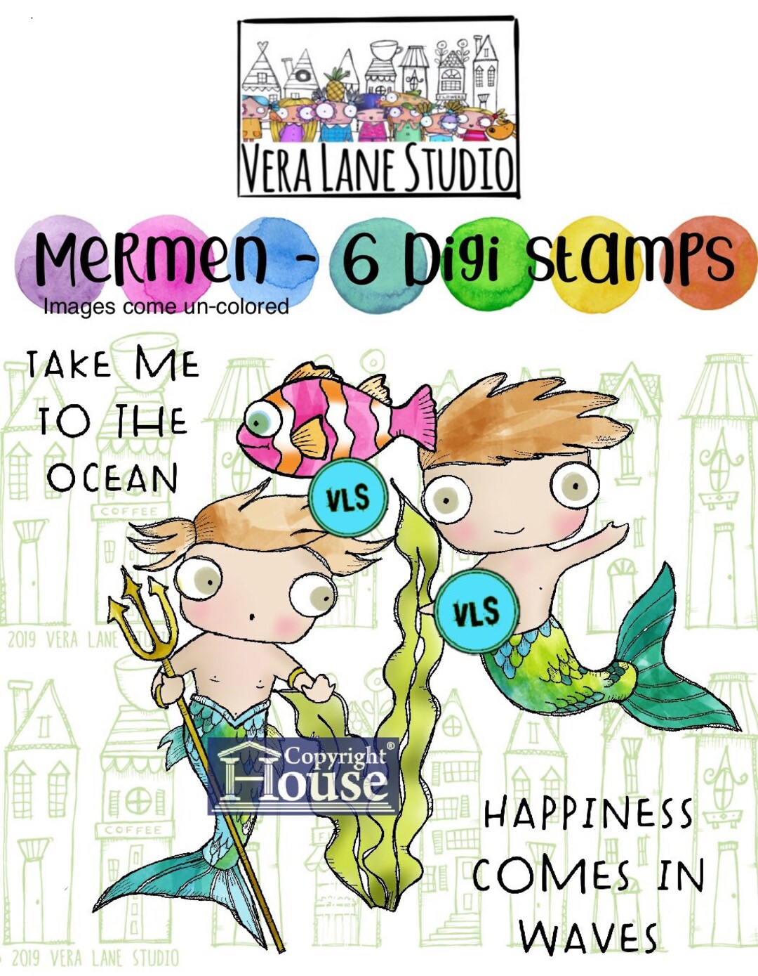 Mermen 6 Digi Stamp Bundle in PNG and JPG File Format - Etsy