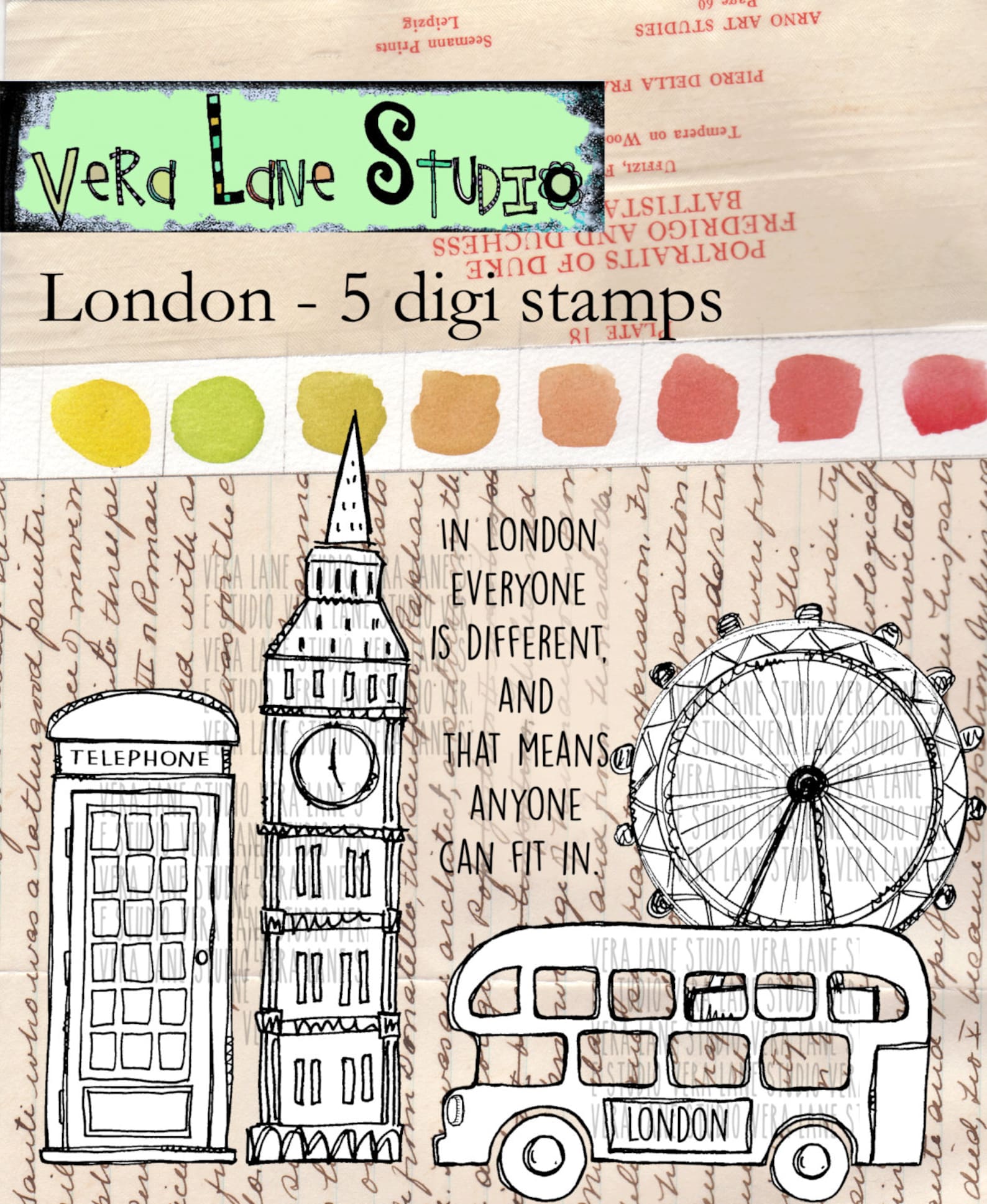 London 5 Digi Stamp Set in Jpg and Png Files Instant Downlaod - Etsy