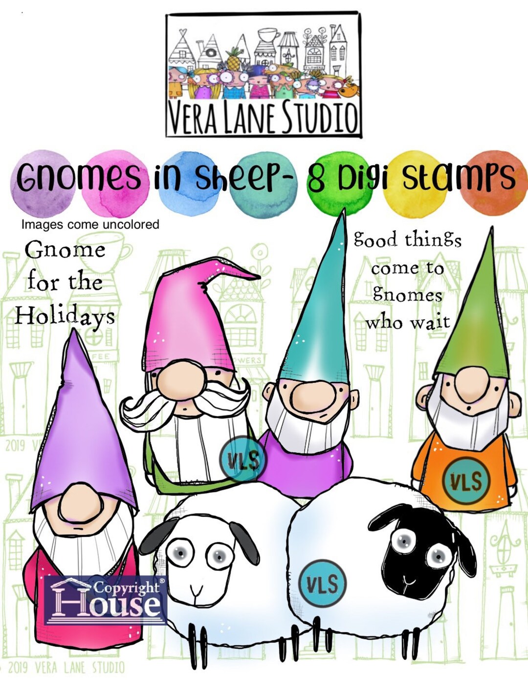 Gnomes and Sheep 8 Digi Stamp Bundle - Etsy
