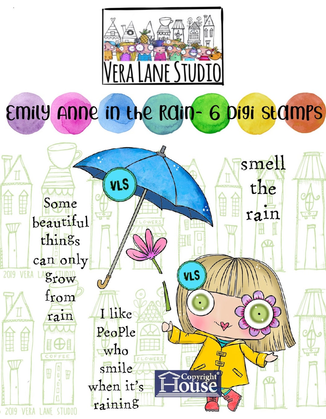 Emily Anne in the Rain - 6 Digi Stamp Bundle in Jpg and Png Files - Etsy