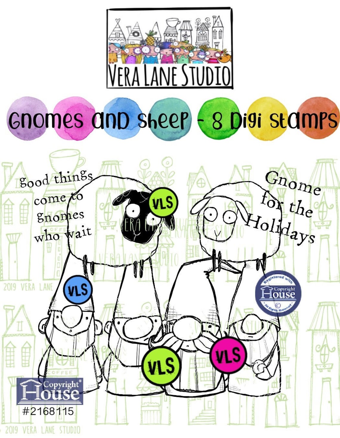 Gnomes and Sheep 8 Digi Stamp Bundle | Etsy