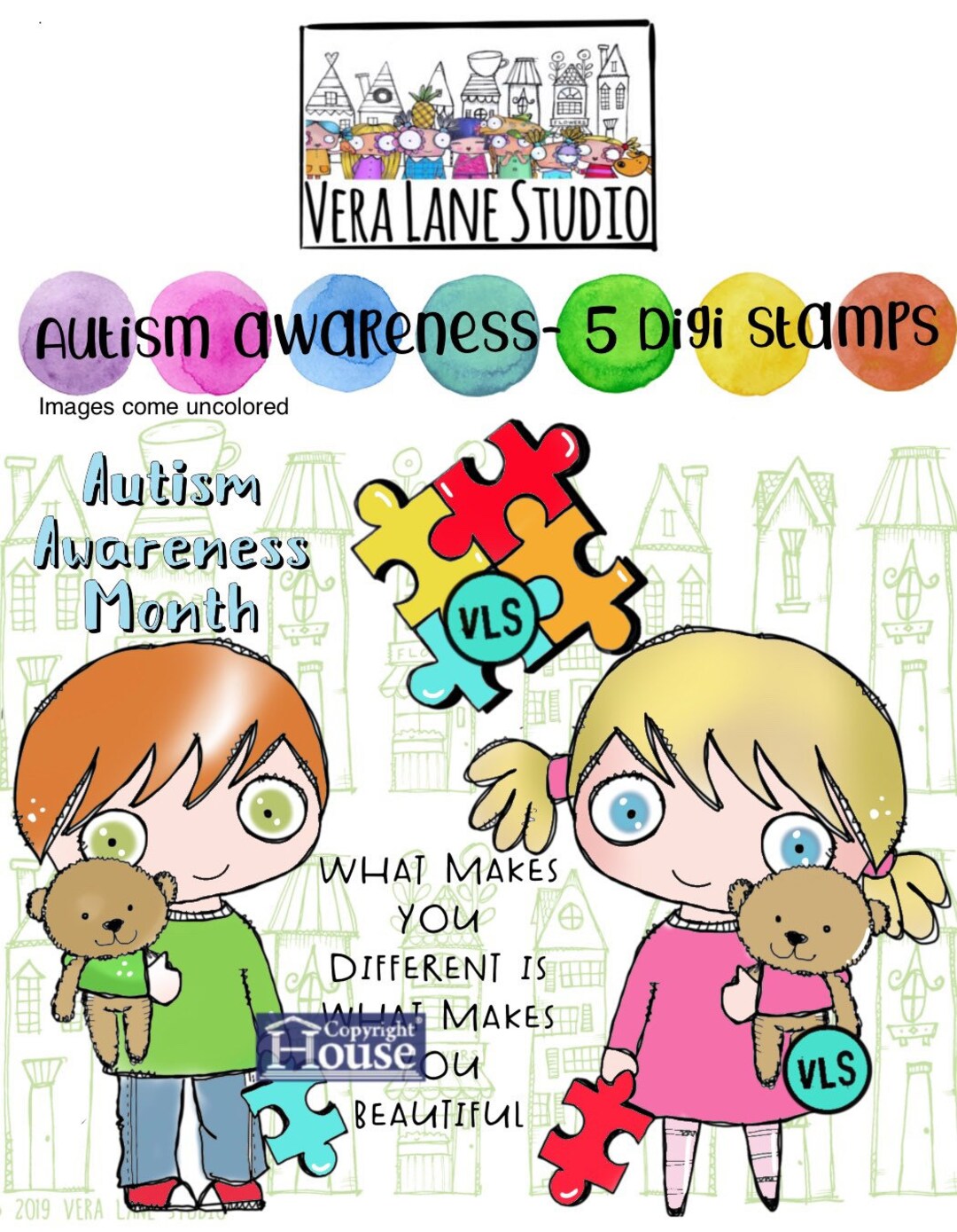 Autism Awareness 5 Digi Stamps - Etsy UK