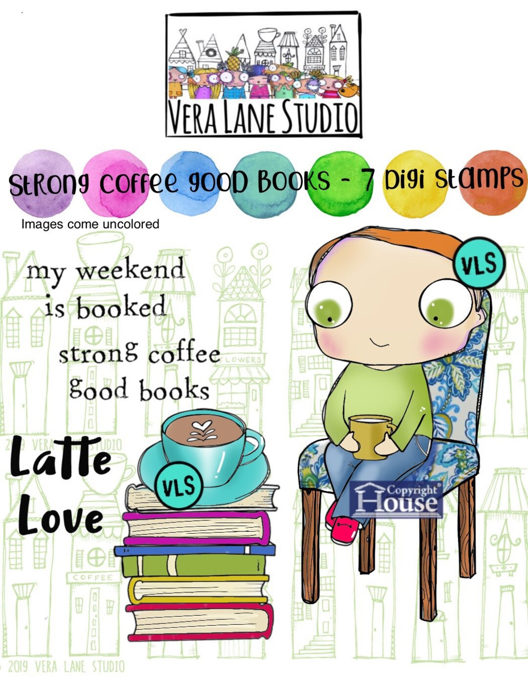 Strong Coffee Good Books Lot de 7 tampons digitaux - Etsy France