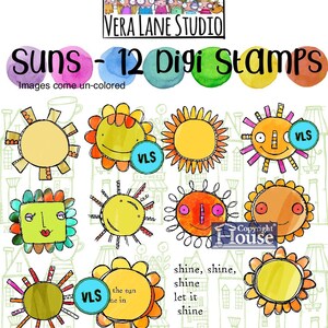 Suns 12 Digi Stamp Bundle in Jpg and Png Files - Etsy