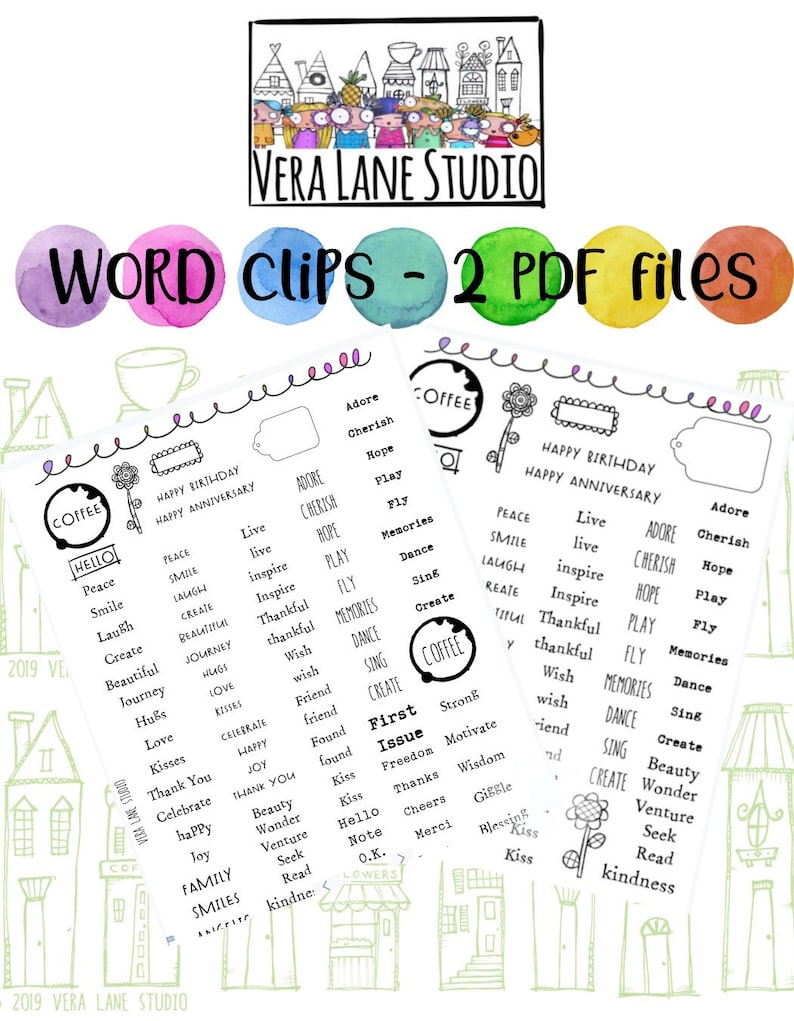 Word Clips - 2 PDF Files - Etsy