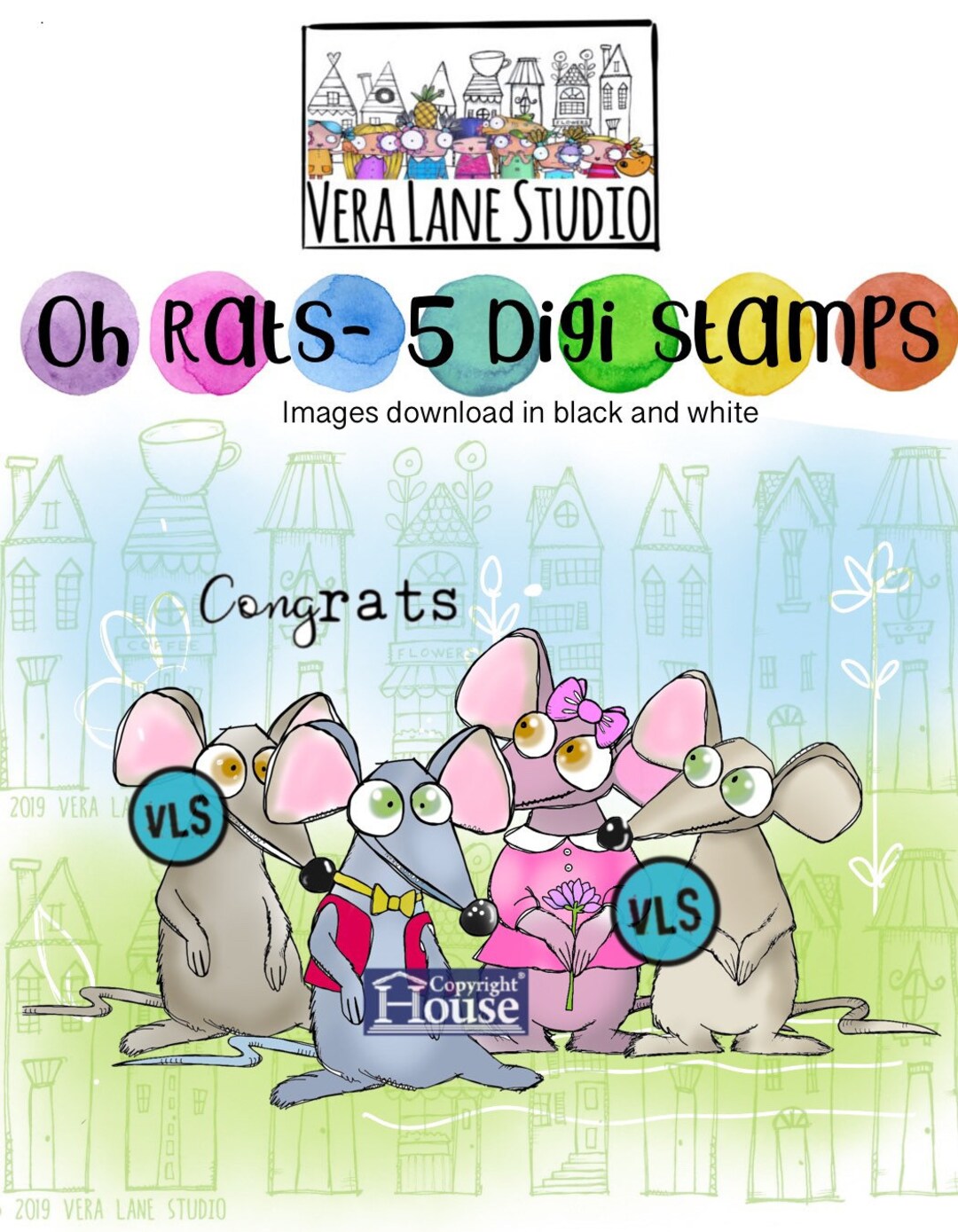 Oh Rats 5 Digi Stamp Set - Etsy
