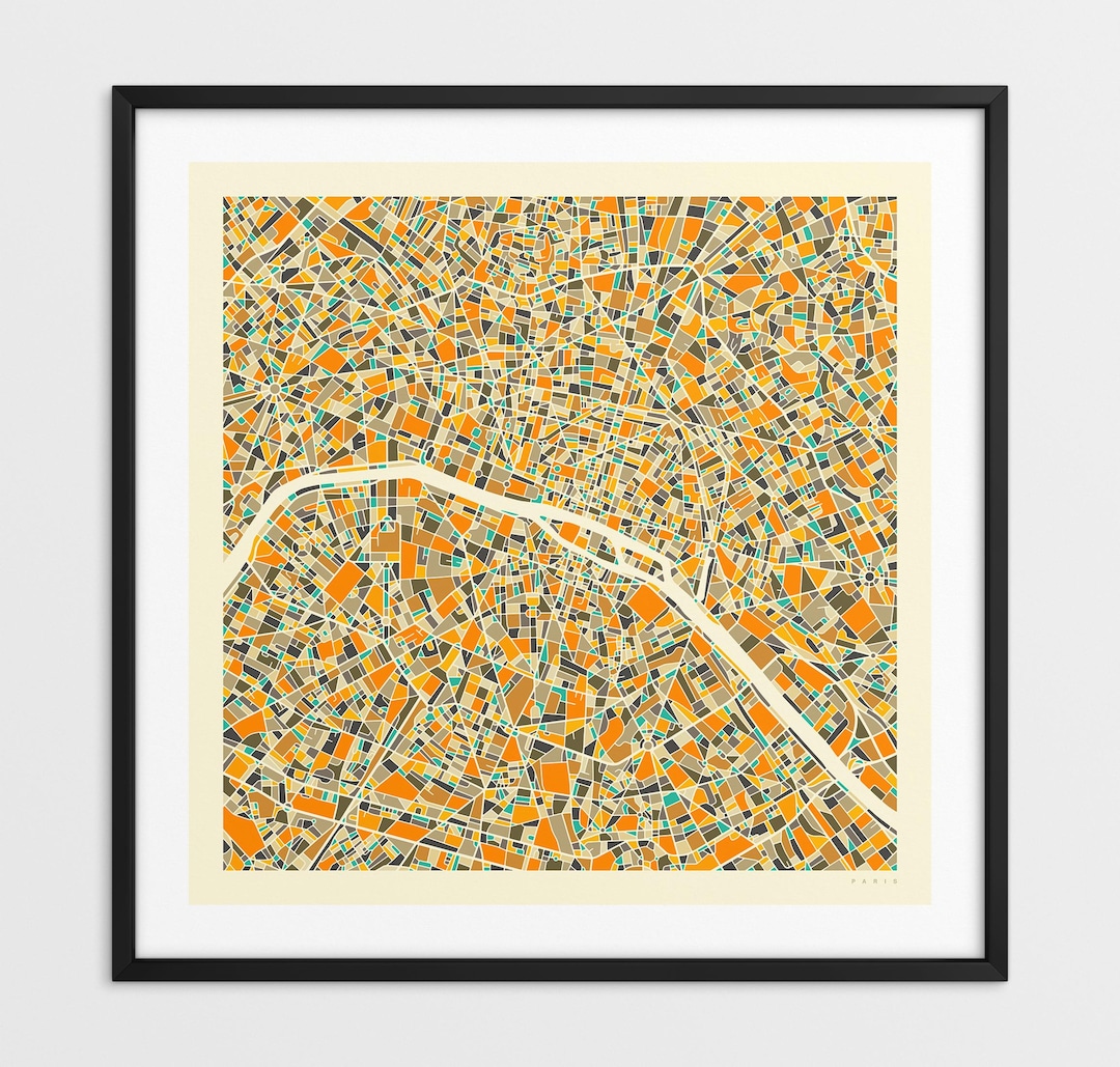 PARIS MAP (giclée Fine Art Print) Minimalist City Street Map (series 1 ...