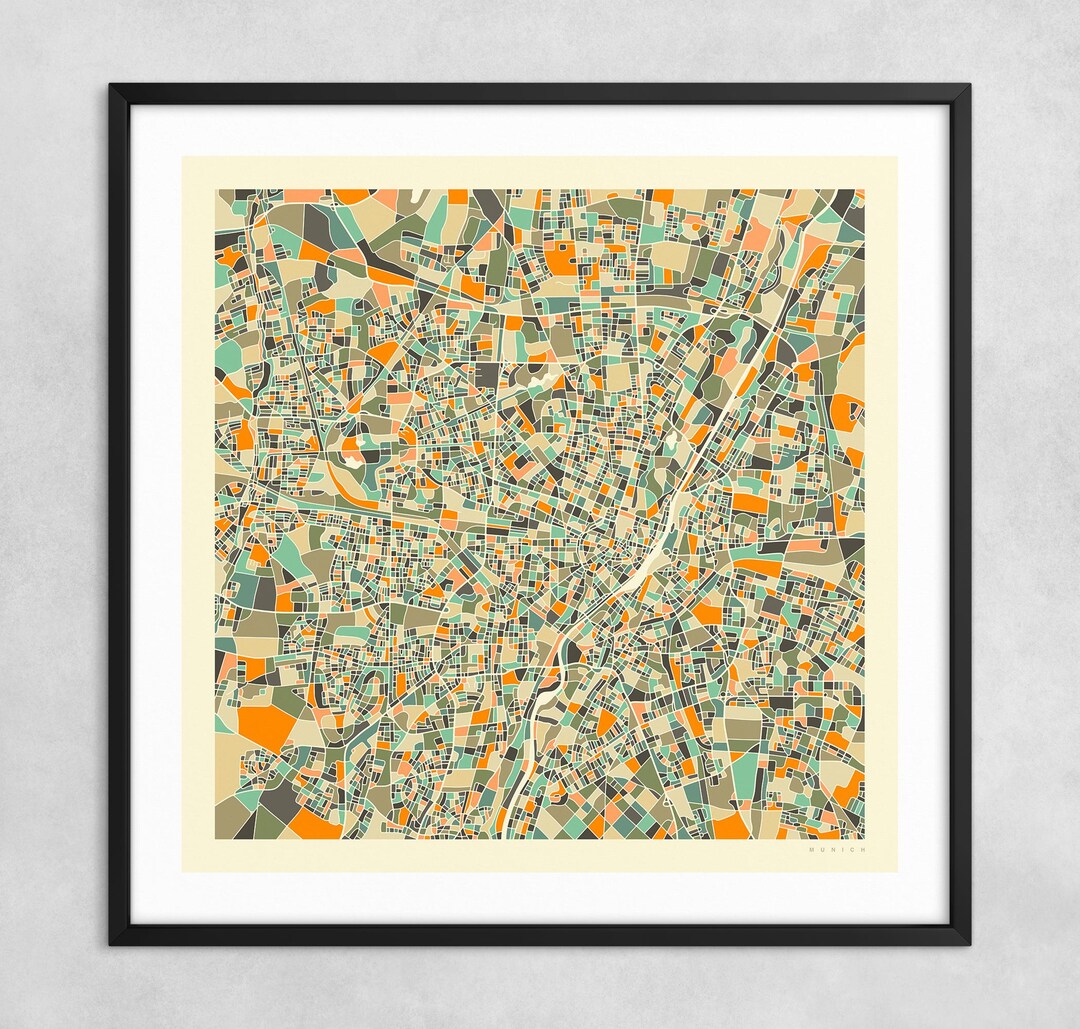 MUNICH MAP (giclée Fine Art Print on Paper or Canvas) Minimalist City ...