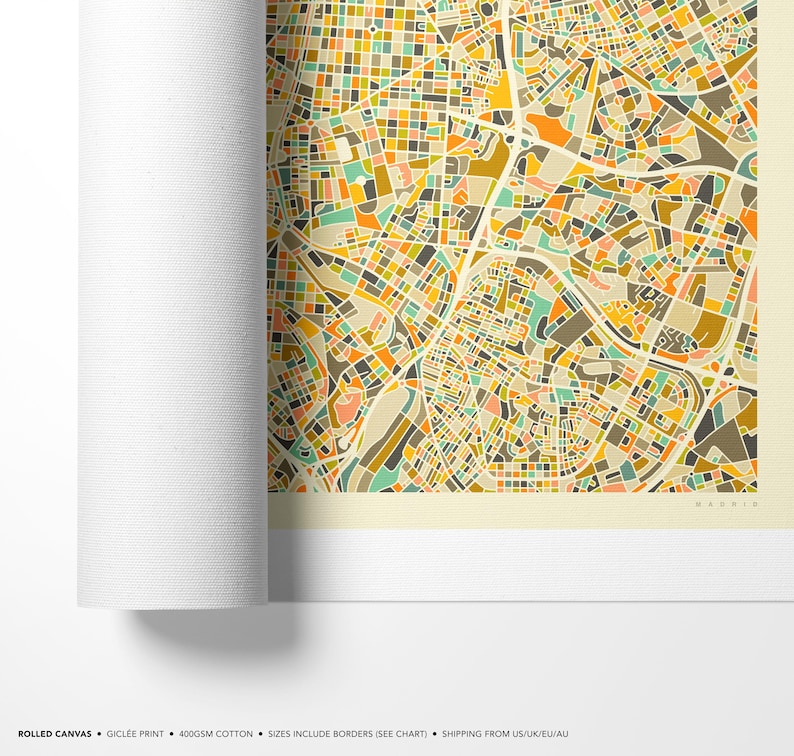 MADRID MAP (giclée Fine Art Print) Minimalist City Street Map (series 1 ...