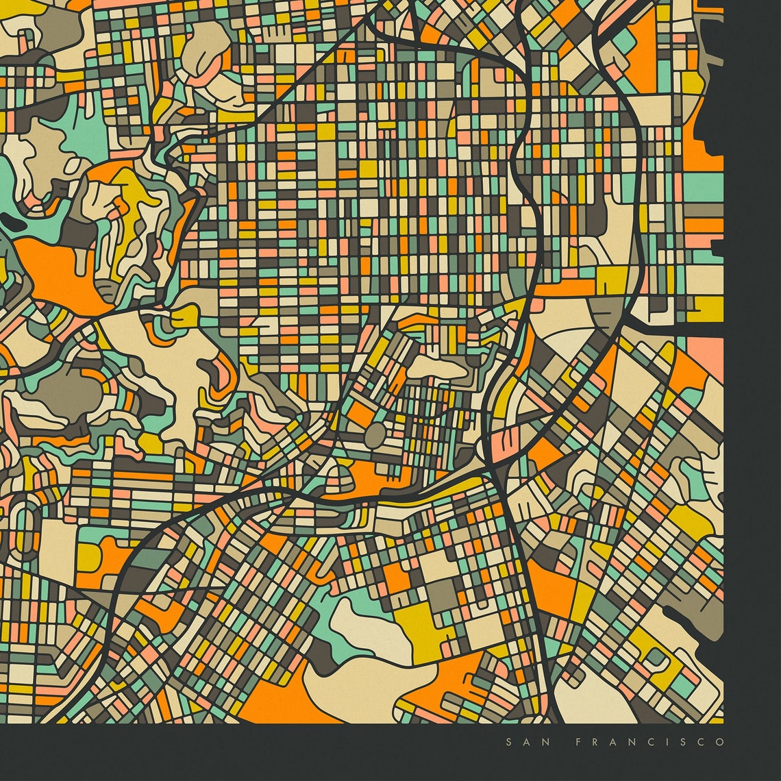 SAN FRANCISCO MAP giclée Fine Art Print or Photo Paper Print | Etsy