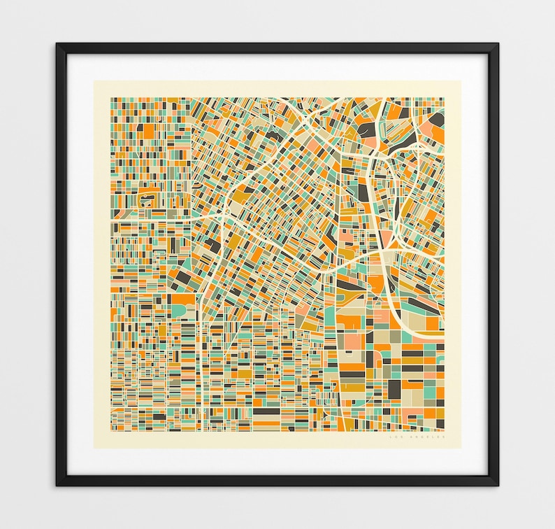 LOS ANGELES MAP (giclée Fine Art Print) Minimalist City Street Map ...