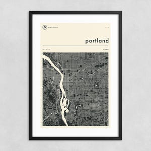 PORTLAND MAP (giclée Fine Art Print) Minimalist City Street Map (8x12 ...