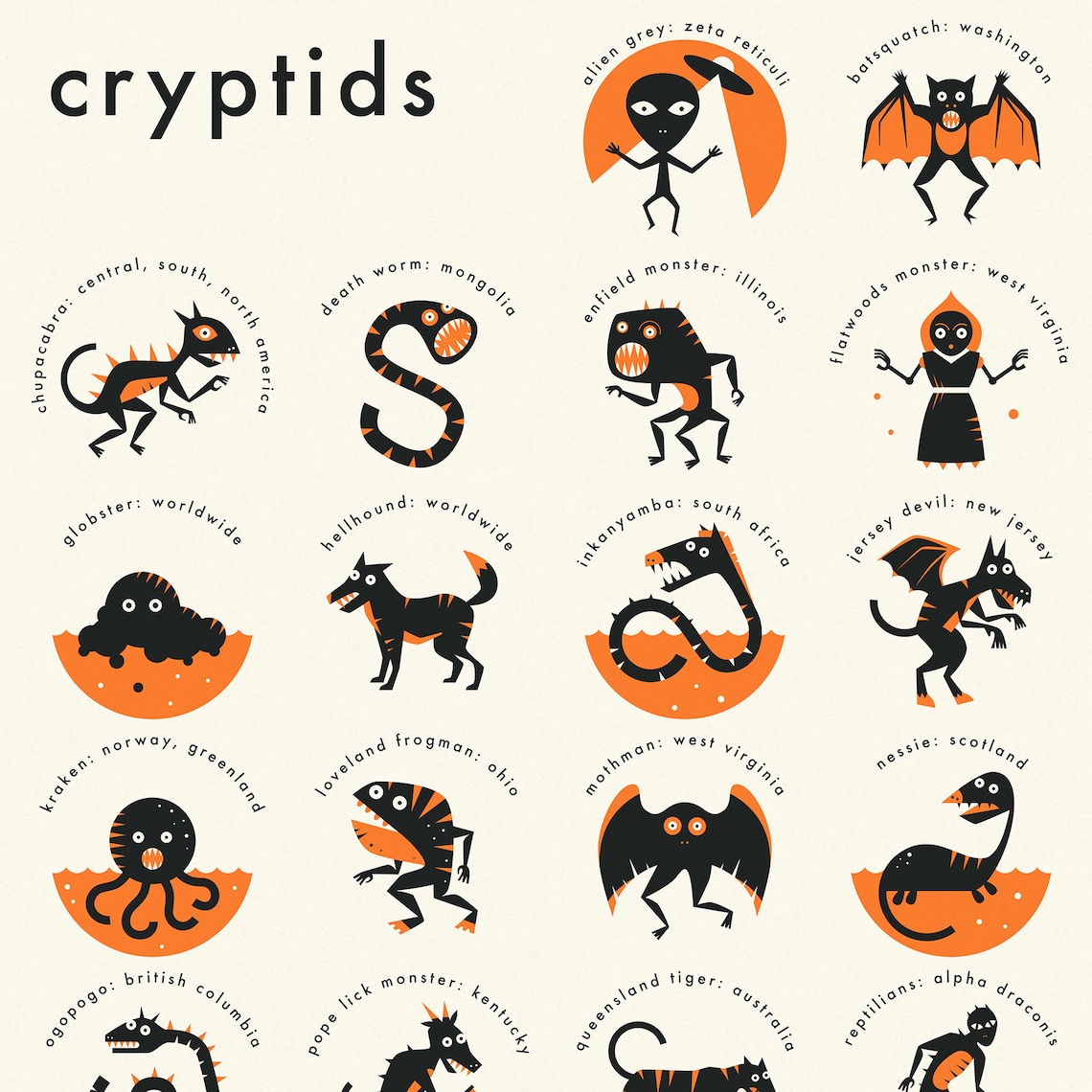 CRYPTIDS A-Z giclée Fine Art Print or Photo Paper Print | Etsy