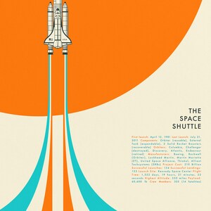 SPACE SHUTTLE giclée Fine Art Print Minimalist NASA Pop Art 8x10 12x16 ...