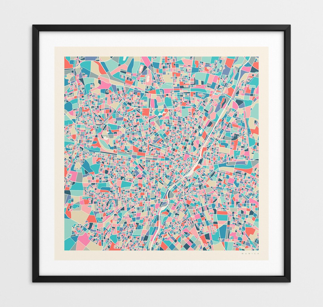 MAPPA DI MONACO (Stampa Fine Art Giclée) Mappa stradale moderna e ...